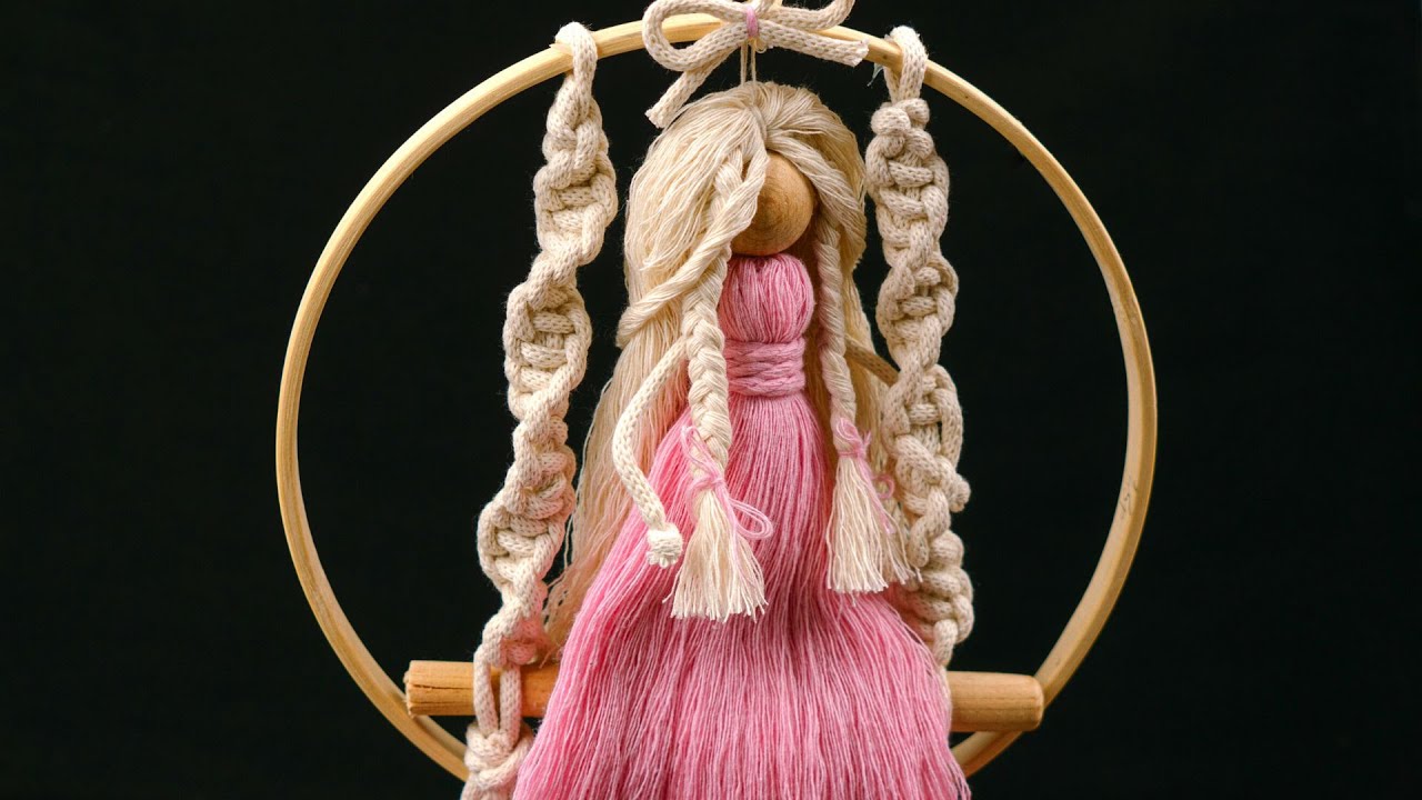 A cute macrame doll on the swing - a simple step-by-step tutorial! - YouTube