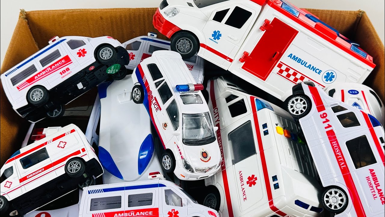 Ambulance Cars for Kids Box full of Toys | Diecast ambulances police ...