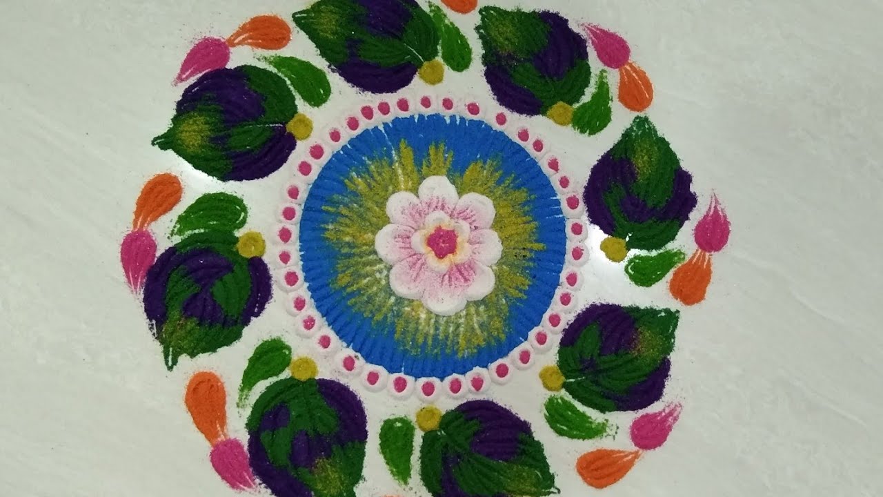 beautiful and colourful rongoli design 👍👍🌺🌹#akhil creation - YouTube