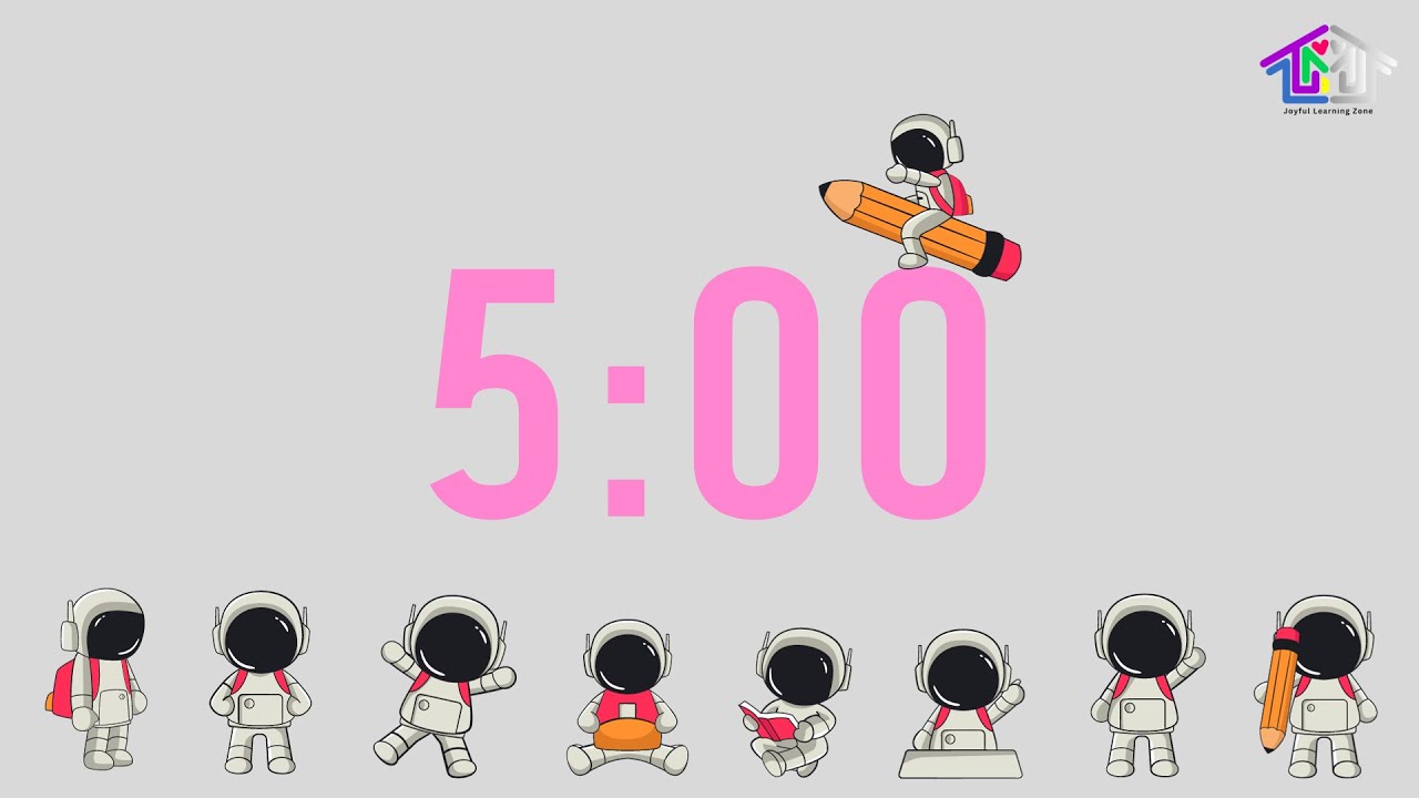 5-Minute Countdown Timer with Alarm| Astronaut | Gray & Pink 🤍🎼⏰ - YouTube