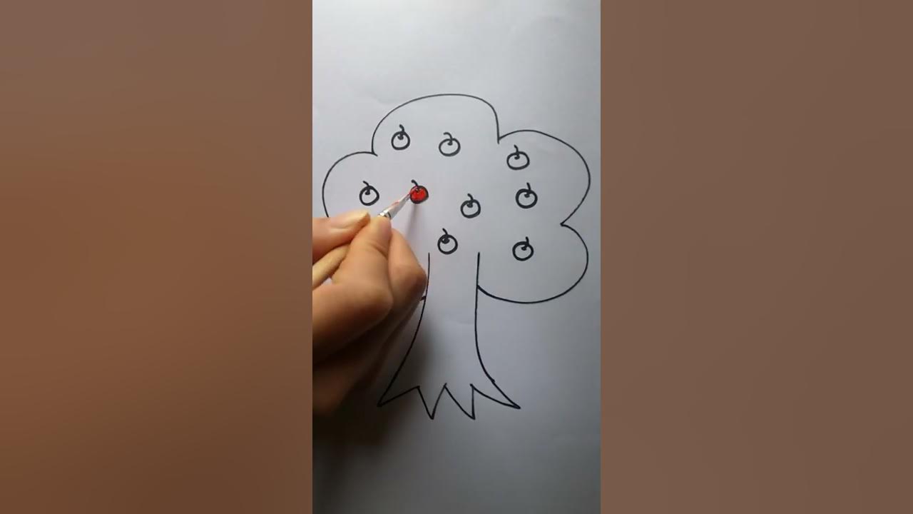 How to draw apple tree for kids | Easy drawing tutorial | apple tree ...