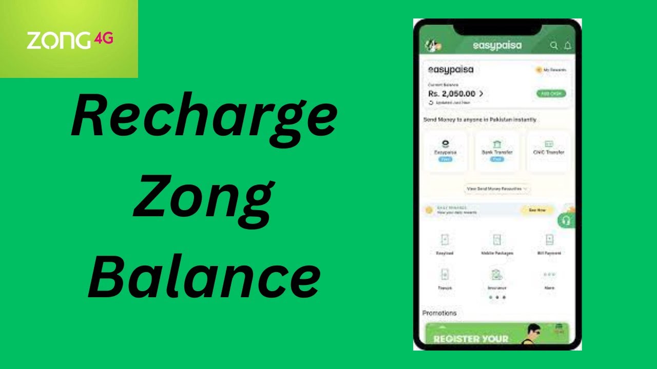 How to Recharge Zong Balance through Easypaisa App - YouTube