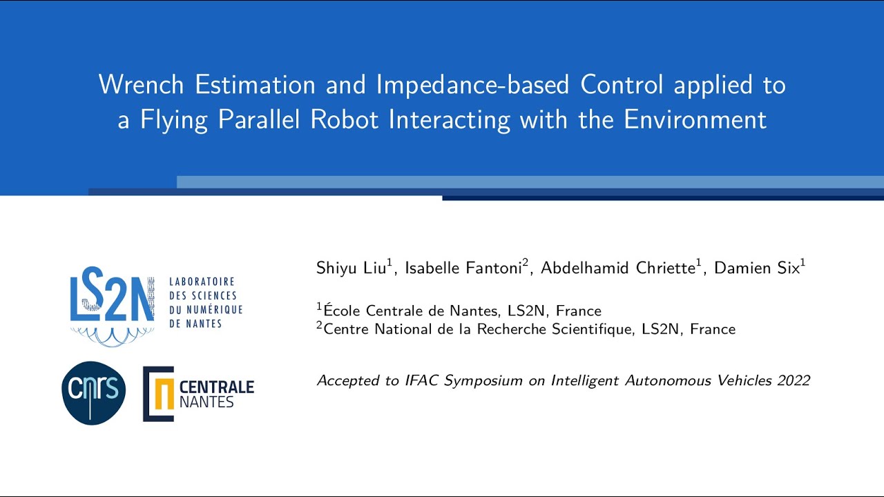 Experimental results of wrench estimation and impedance-based control ...