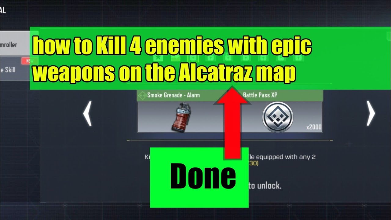 Kill 4 enemies with epic weapons on the Alcatraz map - YouTube