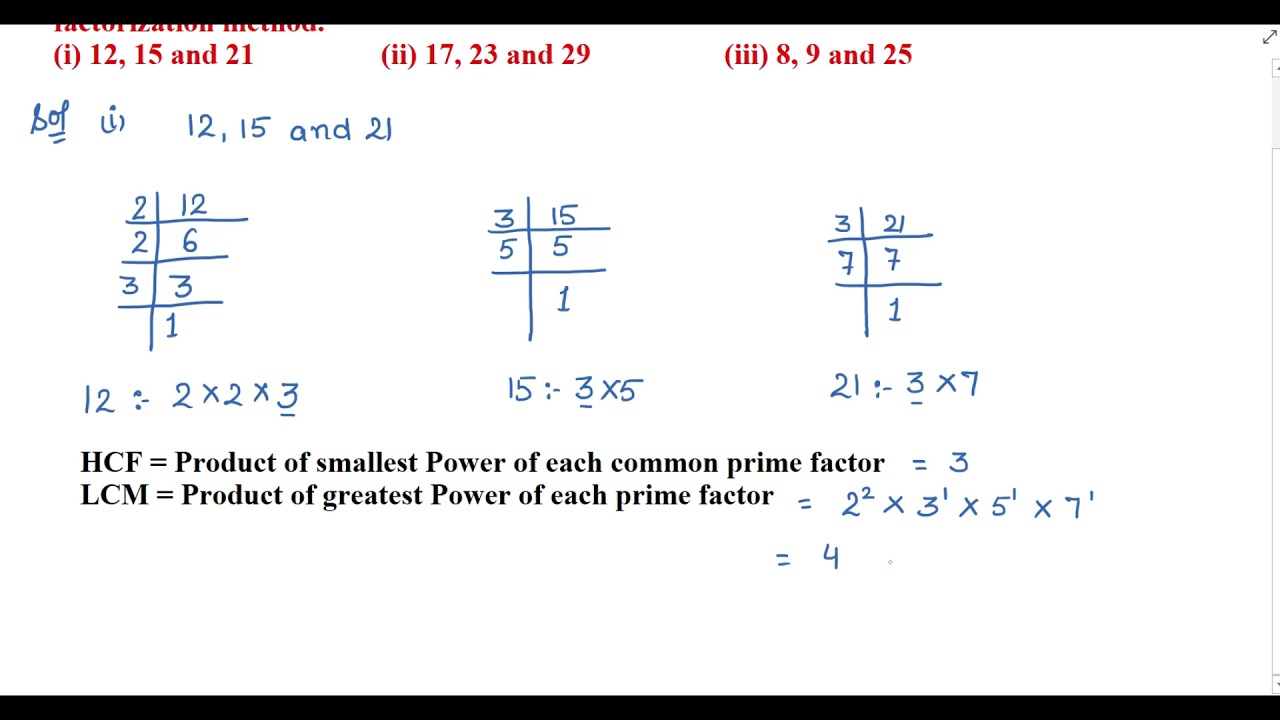 Find The LCM And HCF Of The Following Integers By Applying The Prime Find The LCM And HCF Of The Following Integers By Applying The Prime