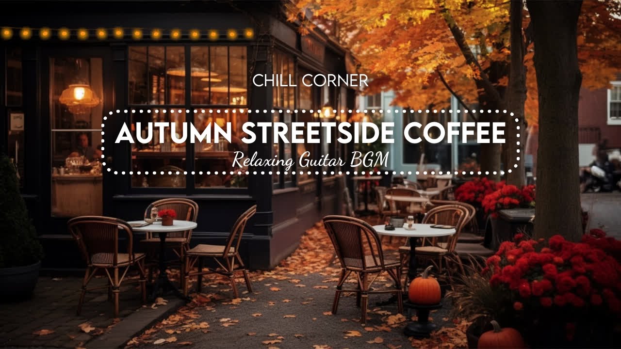Autumn Cozy Streetside Coffee Shop with Fall Street Ambience and ...