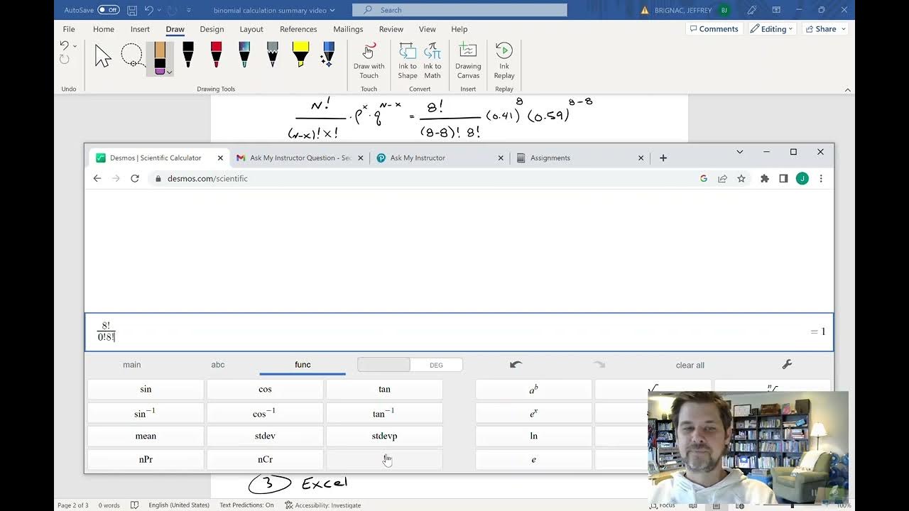 binomial calculations with a handheld calculator, StatCrunch, or excel - YouTube