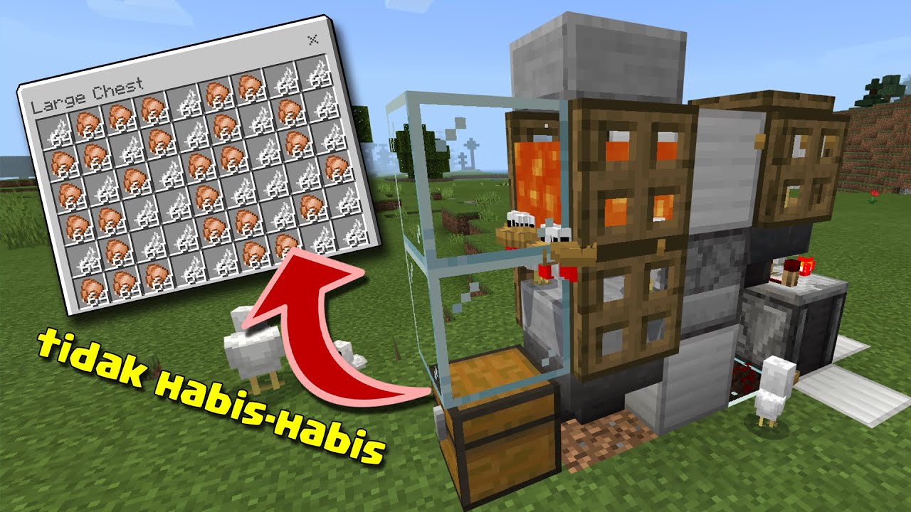MCPE : Mudah.! Cara Membuat Afk Chicken Farm - Minecrat Tutorial - YouTube