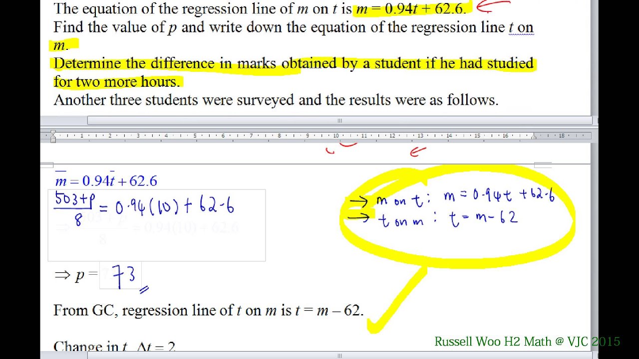 Stats 8 Correlation And Linear Regression Part 12 Example 12 Youtube