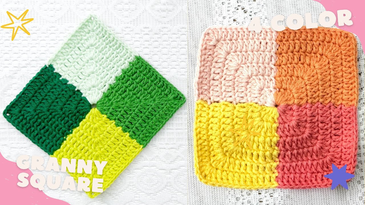 4 Color Granny Square - Free Pattern - YouTube