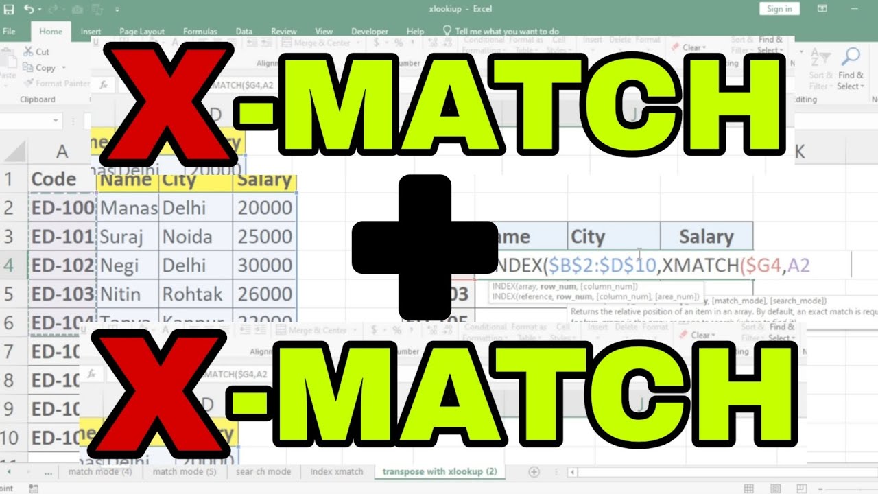 Two Way Xmatch In Excel How To Use Index With Match In Excel Youtube