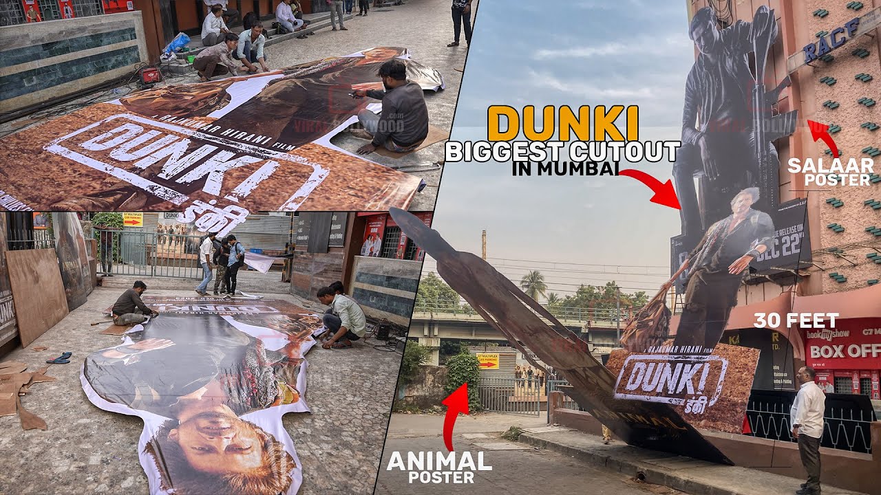 Shahrukh khan's DUNKI Biggest Cutout at Gaiety Galaxy Bandra | 30 Feet ...