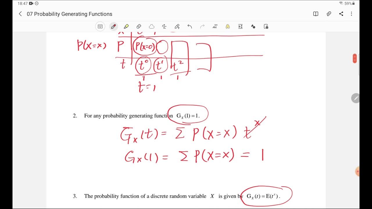 GCE AL Further S1 Chapter 7 Probability Generating Functions - YouTube