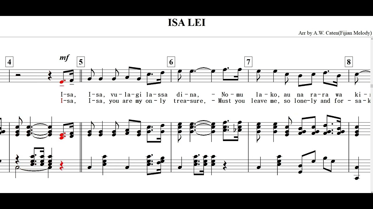 ISA LEI(Arr by A.W. Caten:Fijian Melody) - YouTube