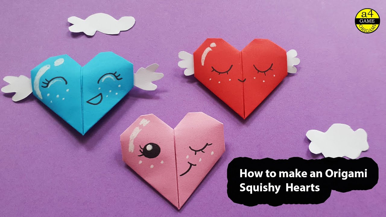TUTORIAL Origami Squishy Gummy Heart CRAFTS ORIGAMI PAPER CRAFT DIY How ...