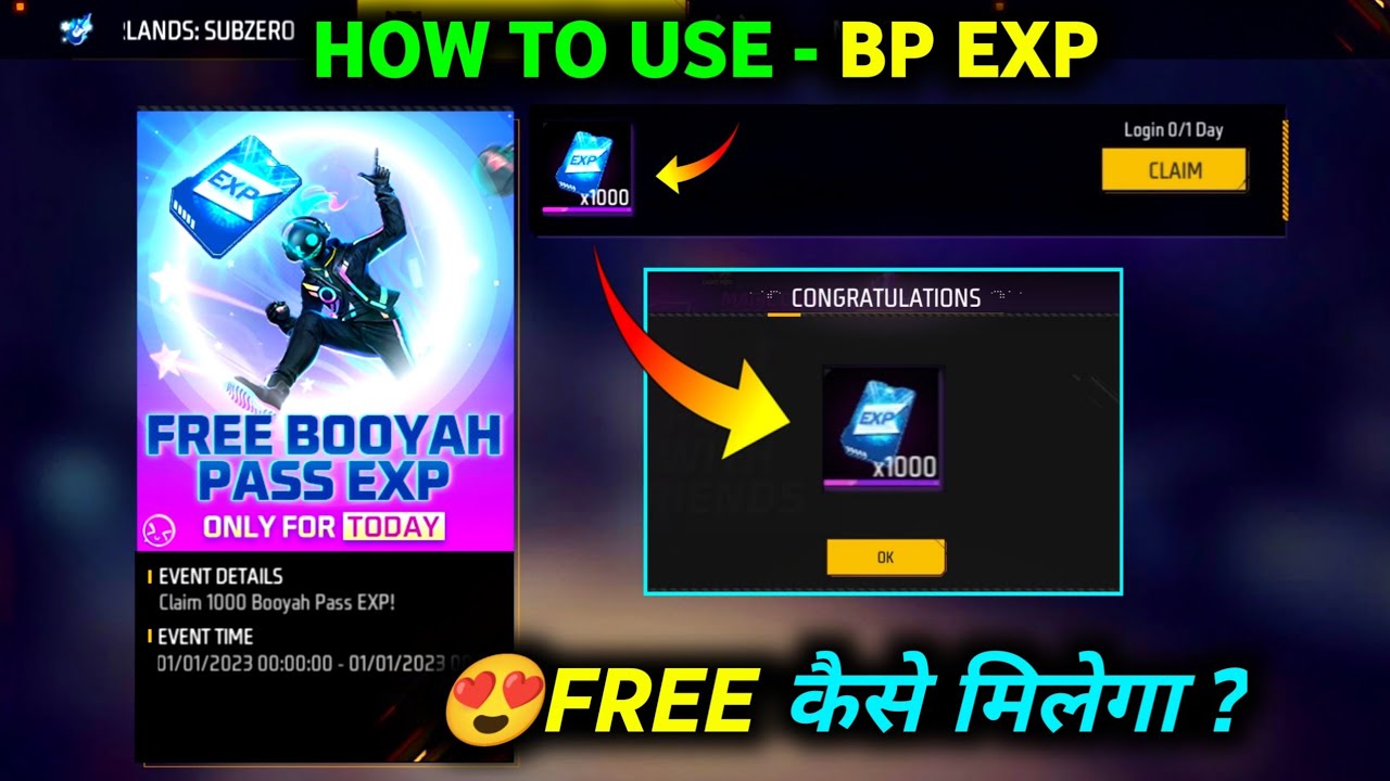 HOW TO USE BP EXP IN FREE FIRE | FREE EXP FOR BOOYAH PASS FREE FIRE ...