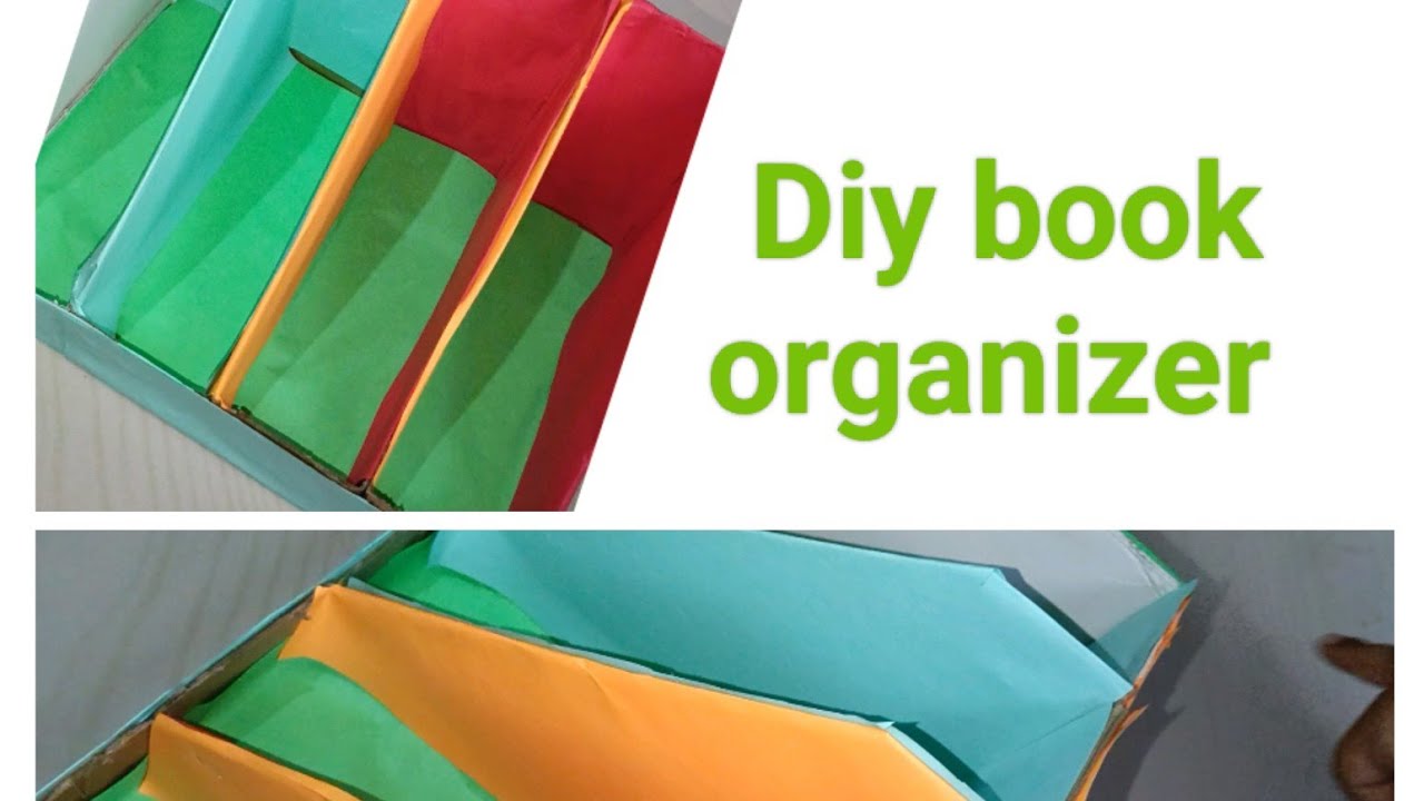 Book organizer made by waste box || Book shelf, book organizer, book ...