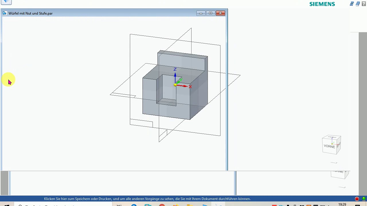 Solid Edge ST10 - Werkzeichnung und Isometrie von einem Volumenkörper mit Nut und Stufe - YouTube