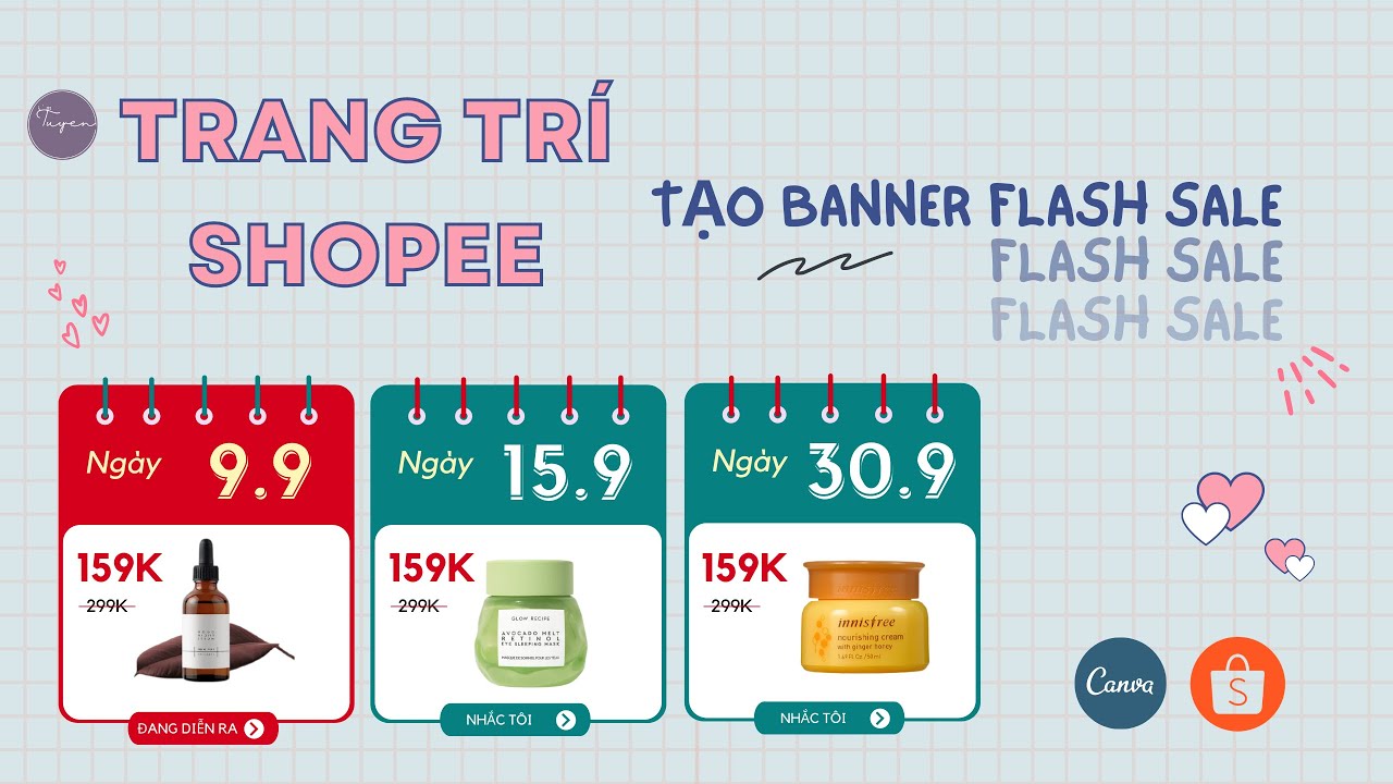 Tạo banner trang trí shopee bằng canva, banner FLASH SALE shopee ...
