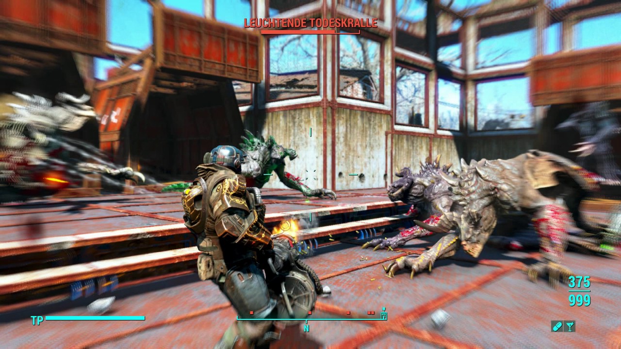 Fallout 4 Kneecapper Minigun Vs 22 Deathclaws Sanctuary Hills Very