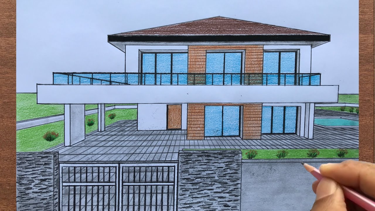 How to Draw a House in 1-Point Perspective - YouTube