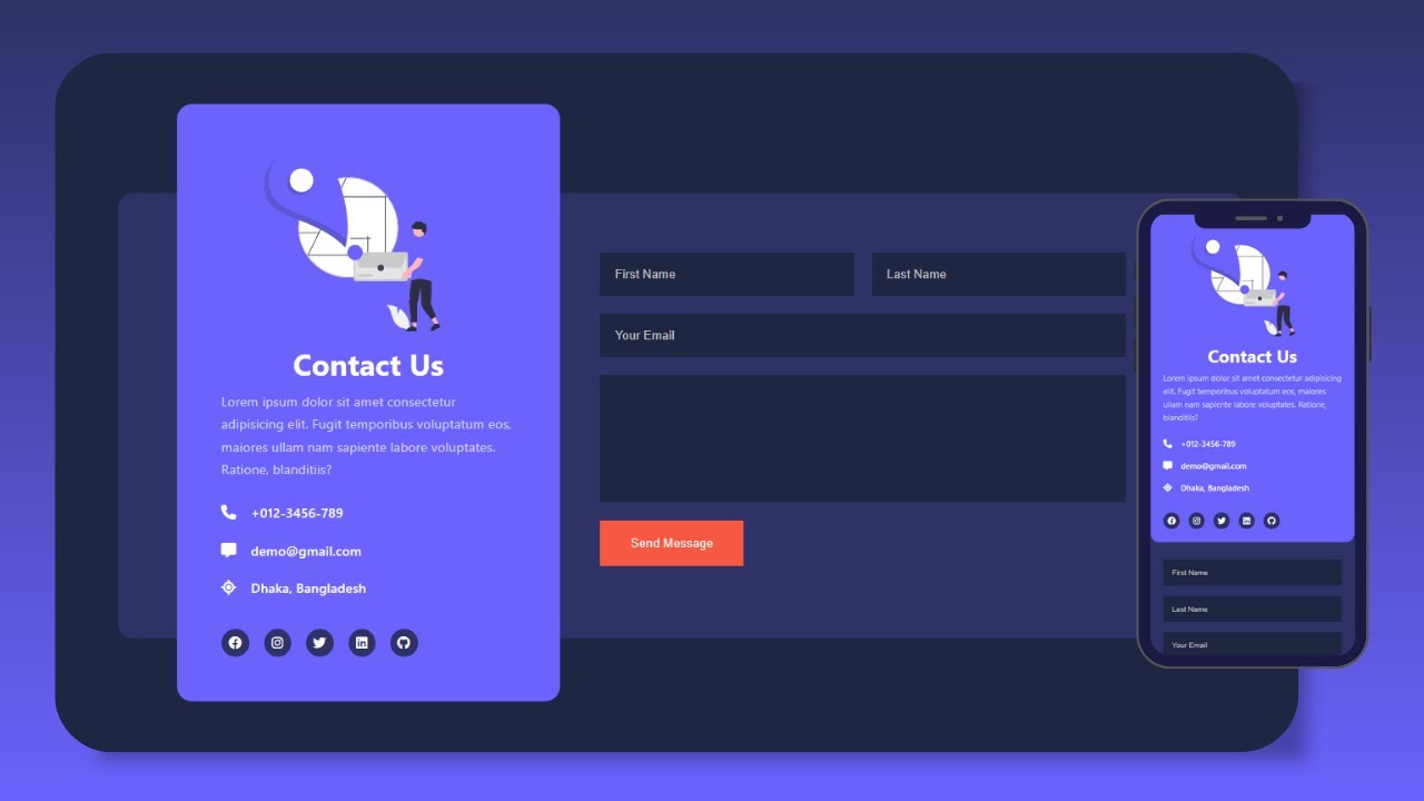 Build Modern Contact Form Using Html And Css For Your Website Personal 2842