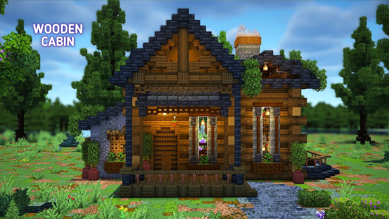 HOW TO BUILD A WOODEN CABIN FOR SURVIVAL MINECRAFT - YouTube