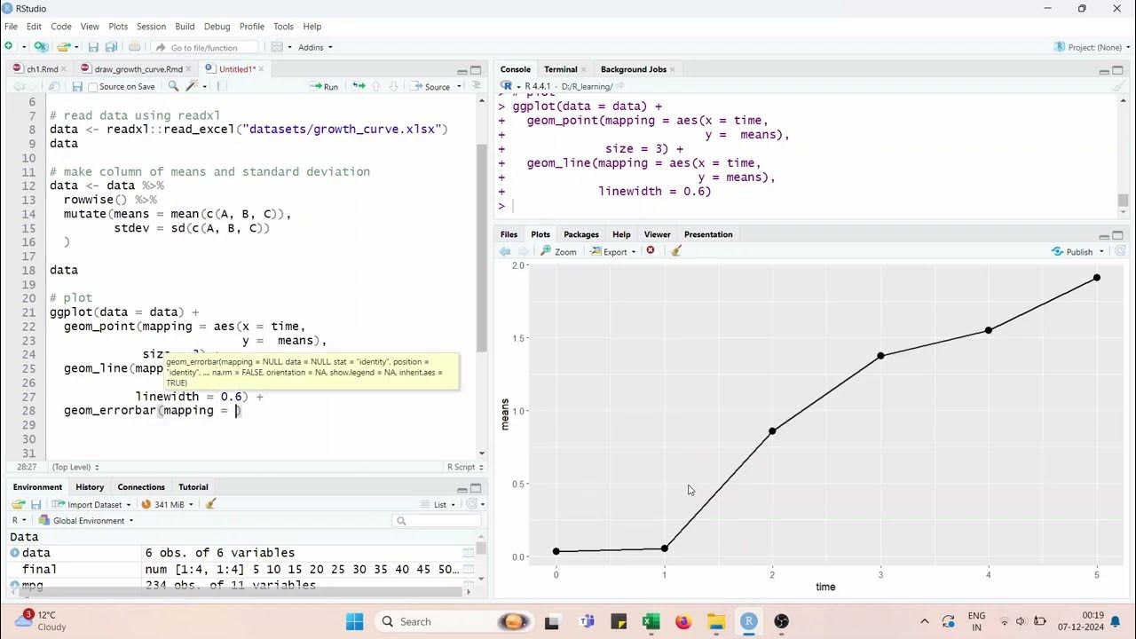 Draw growth curve with R in Rstudio. - YouTube