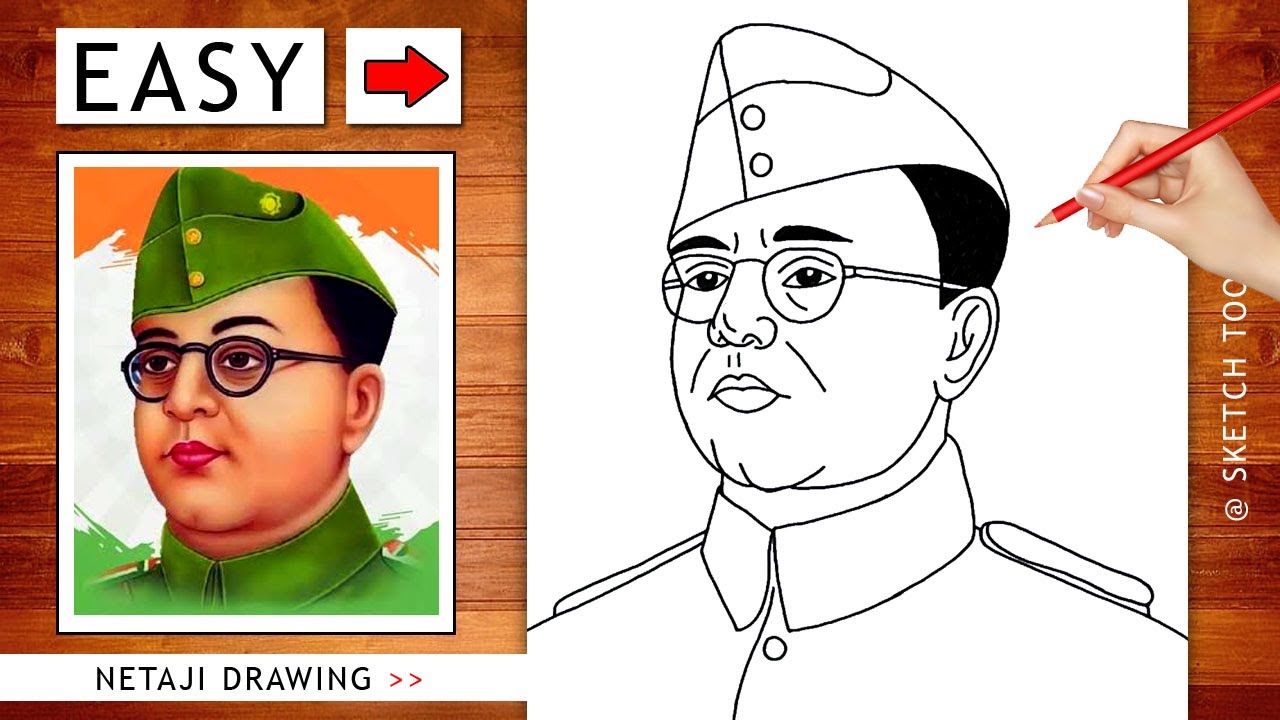 Netaji Subhas Chandra Bose Drawing easy steps - 23 January Special ...