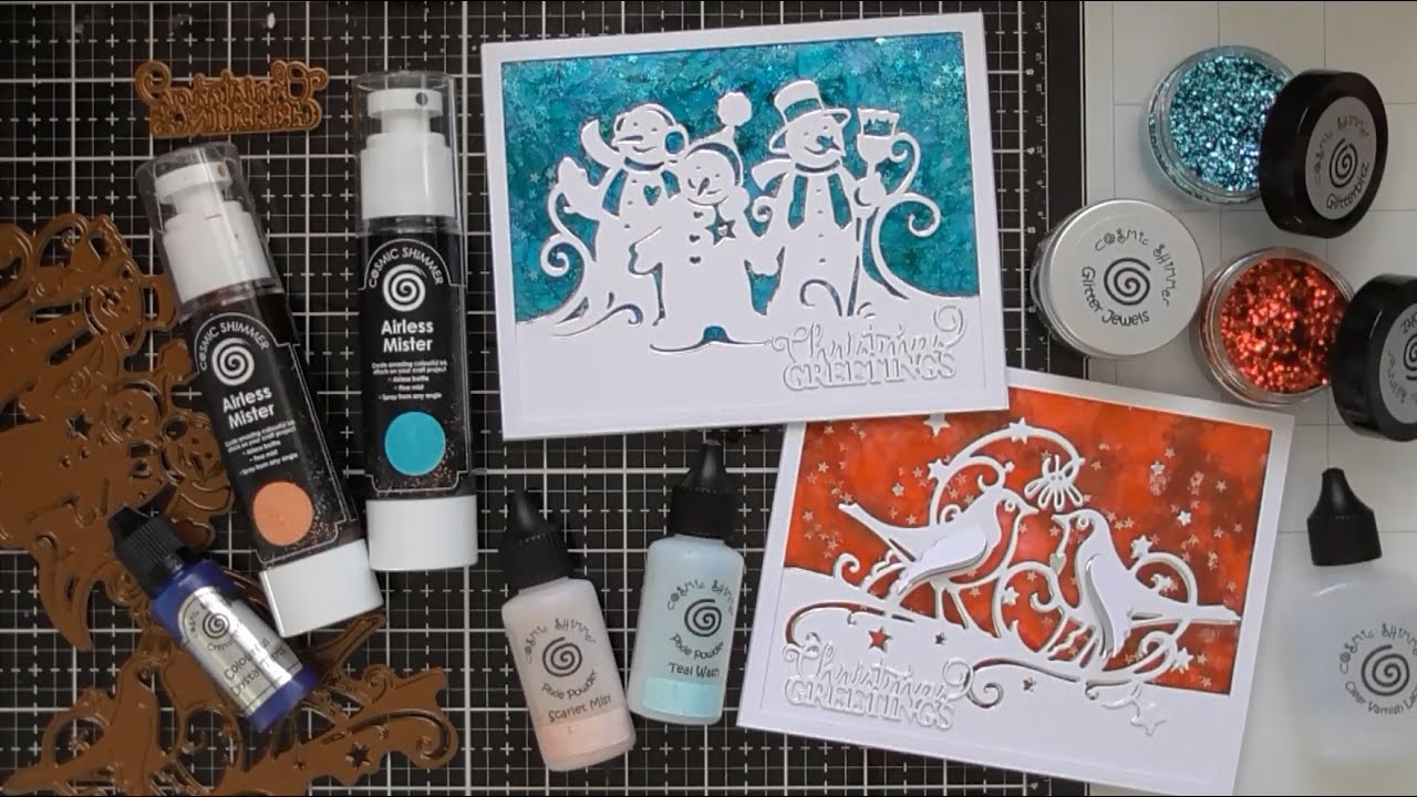 Cosmic Shimmer Caught in Crystal Christmas Cards :D - YouTube