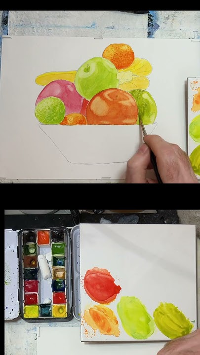 Bowl of Fruit Using ONLY Primary Colours - YouTube