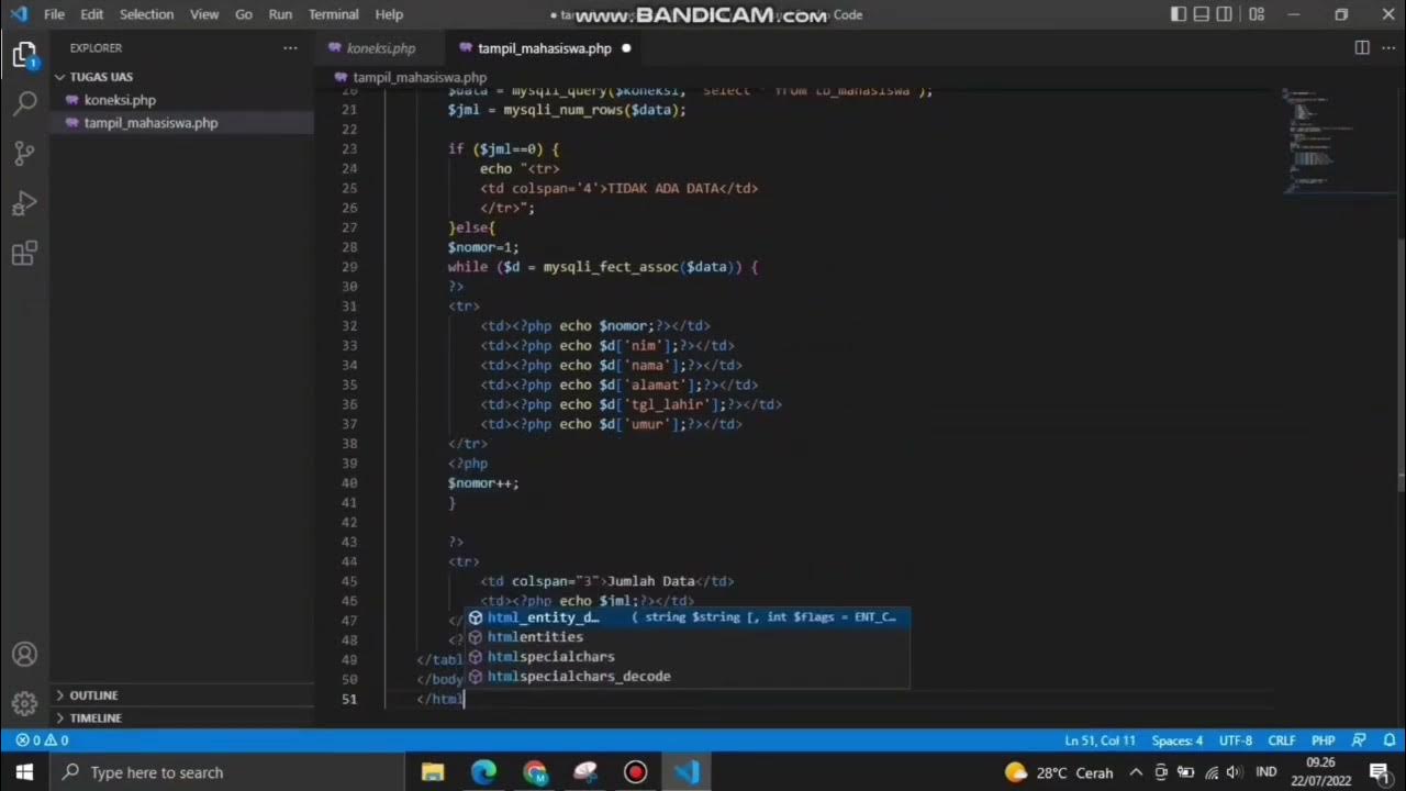 UAS || Membuat koneksi database mysql dengan CRUD PHP - YouTube