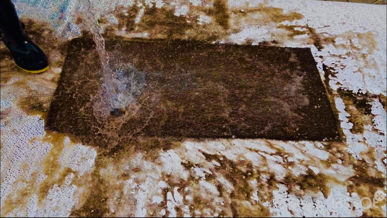 Washing carpet full of dirt | Rug cleaning relaxing - YouTube