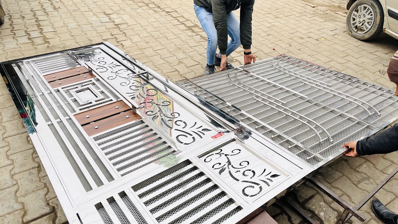 Fancy steel gate !! window grill design / metal gate - YouTube