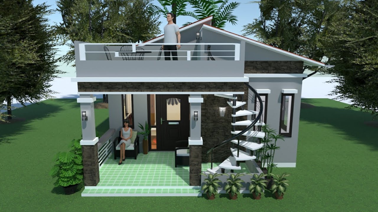Planner 5D Build:Small House Design with Mini Roof Deck (47 sqm.) - YouTube