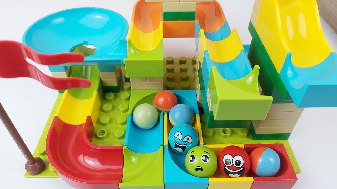 🔴🟢🔵Satisfying ASMR Marble Run Race | Building Blocks | Lego Duplo | 4 ...
