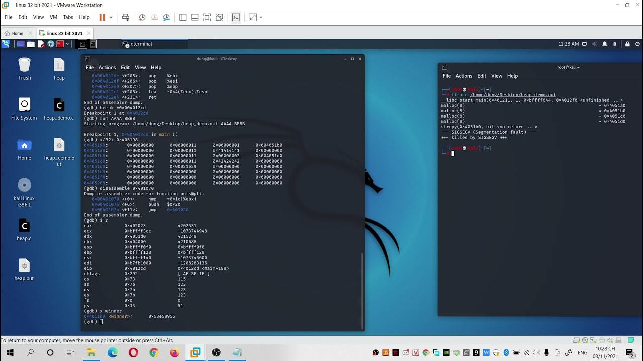 Heap Overflow Heap1 Protostar Youtube