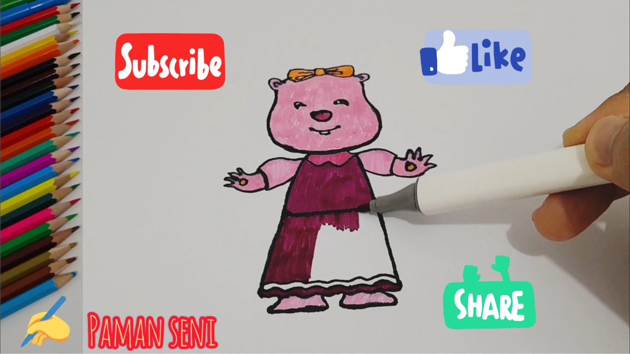 Cara Menggambar dan Mewarnai Loopy Teman Pororo | How To Draw Loopy ...
