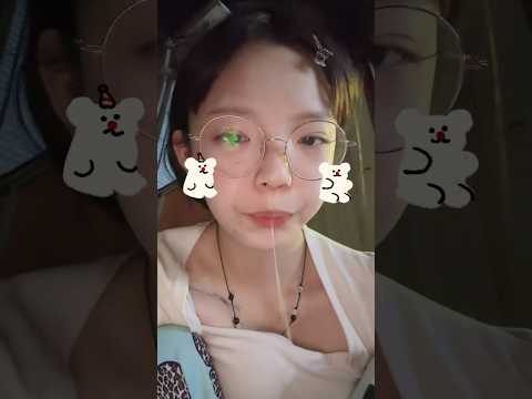 Korean nerd girl smoking spitting B1