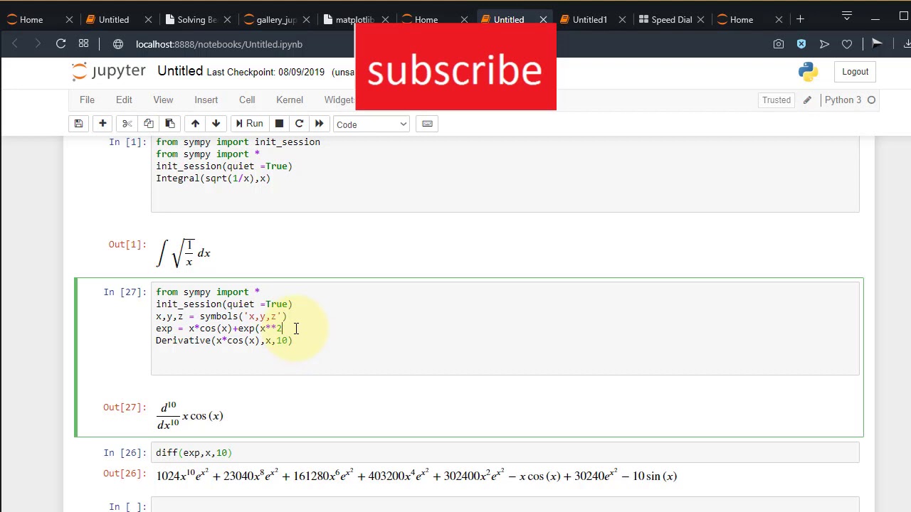 Sympy How To Do Differentiation And Show Equation In Python YouTube