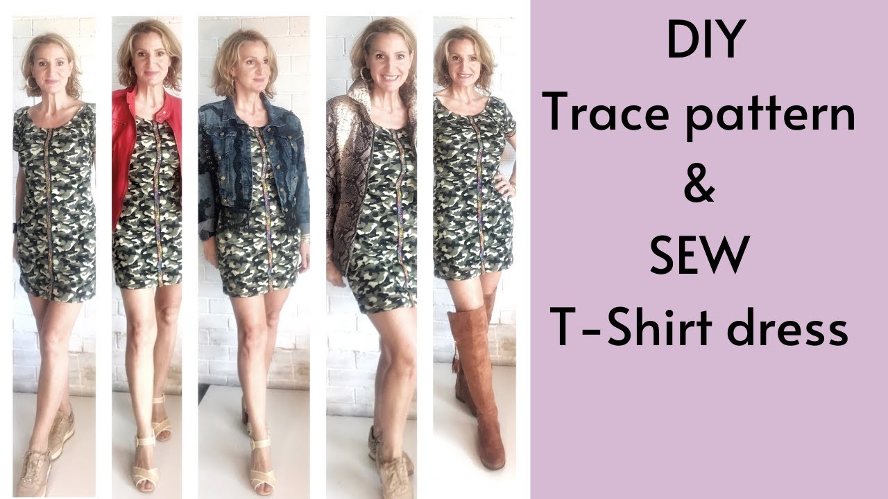 DIY Trace pattern & Sew T shirt dress - YouTube