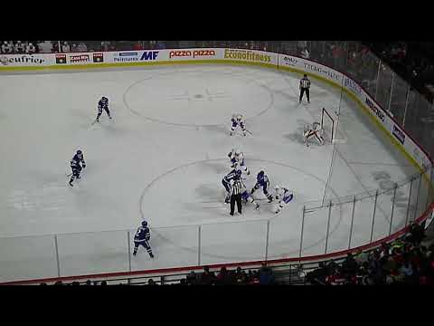 Nick Abruzzese of the Toronto Marlies scores with 2 seconds left in 1st vs. the Laval Rocket 1 ...