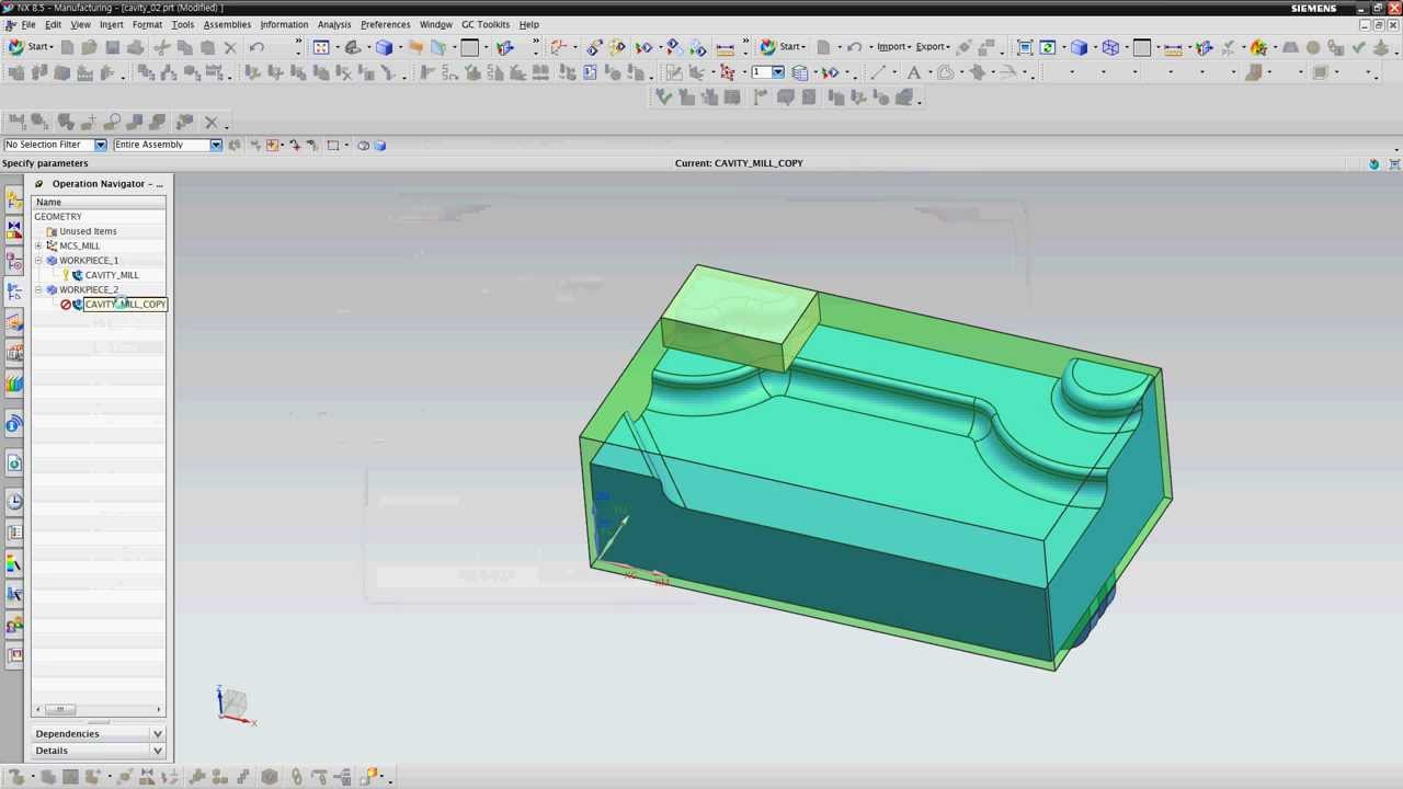 UG NX CAM 8.5 CH07 03 CAVITY Geometry for beginner - YouTube