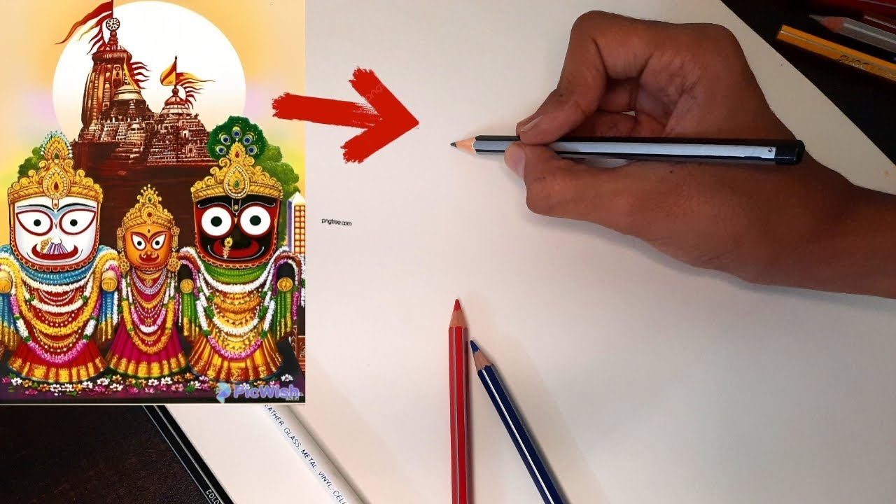 DRAW WITH ME- Jagannath ji Drawing, Balram ji, Subhadra ji Drawing ...
