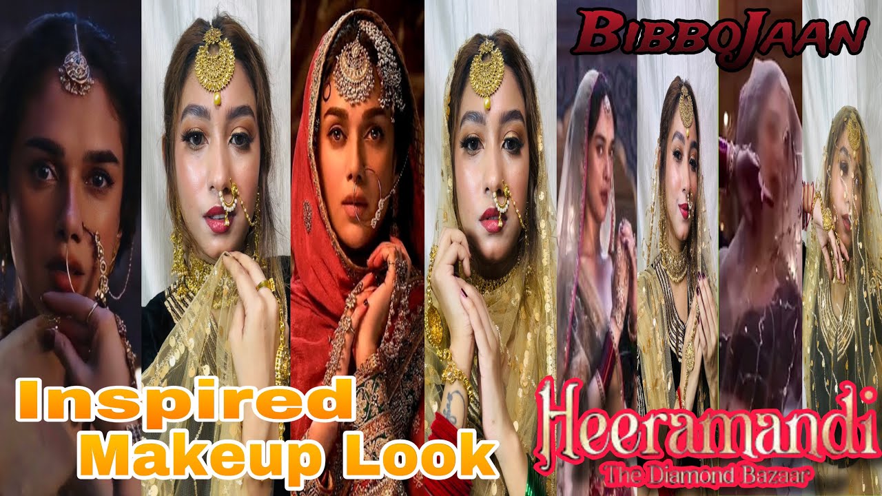 Heeramandi Inspired Makeup ||BibboJaan Look ️||Soft Neutral Look Mujra ...