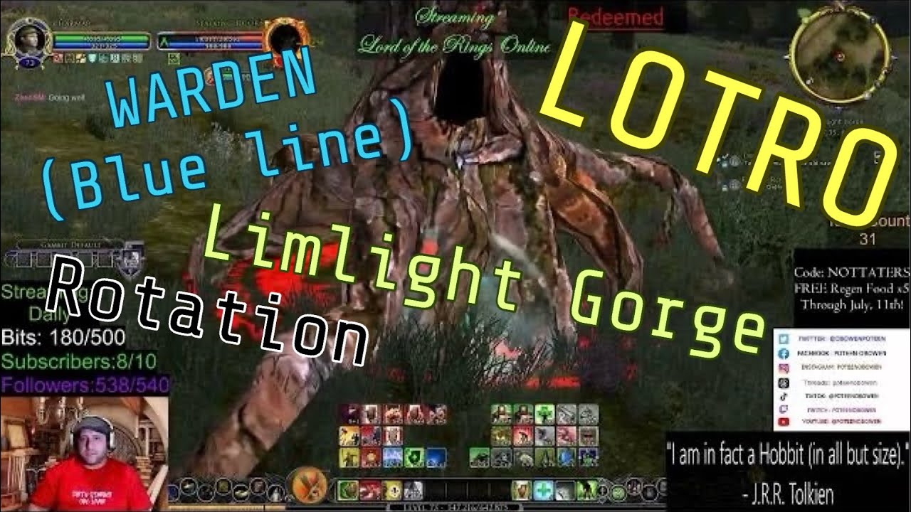 LOTRO: WARDEN (blue line) Rotation with Combat in Limlight Gorge - YouTube