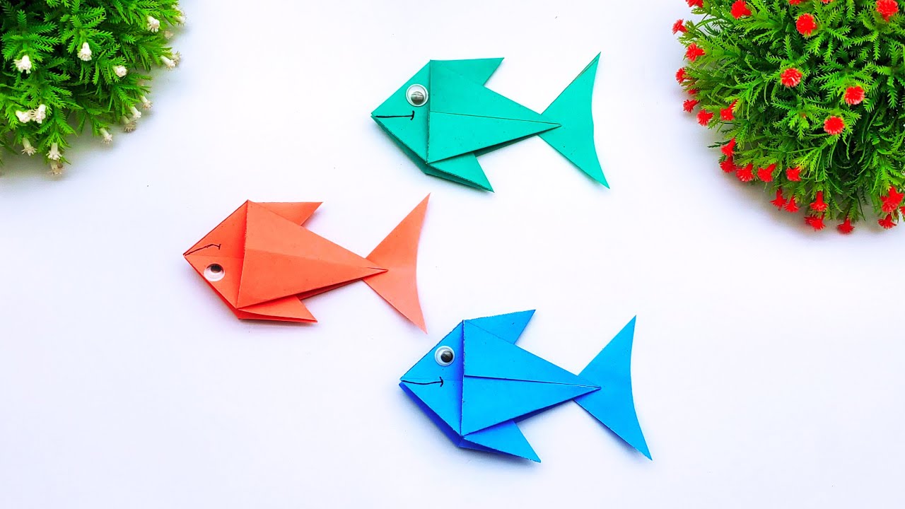 Paper Fish Making | Paper Crafts Easy | Nursery Craft Ideas | How To ...