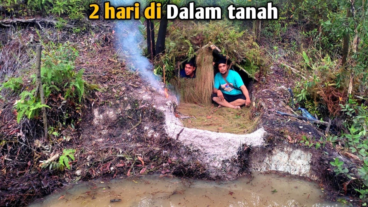 Bushcraft camping 2 hari membuat shelter dalam tanah yang hangat - YouTube