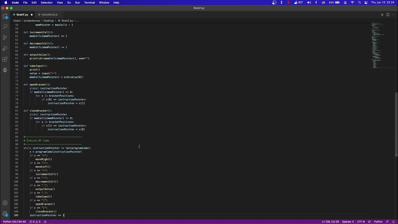 SpeedCode - Brainf*** Interpreter (Python) - YouTube
