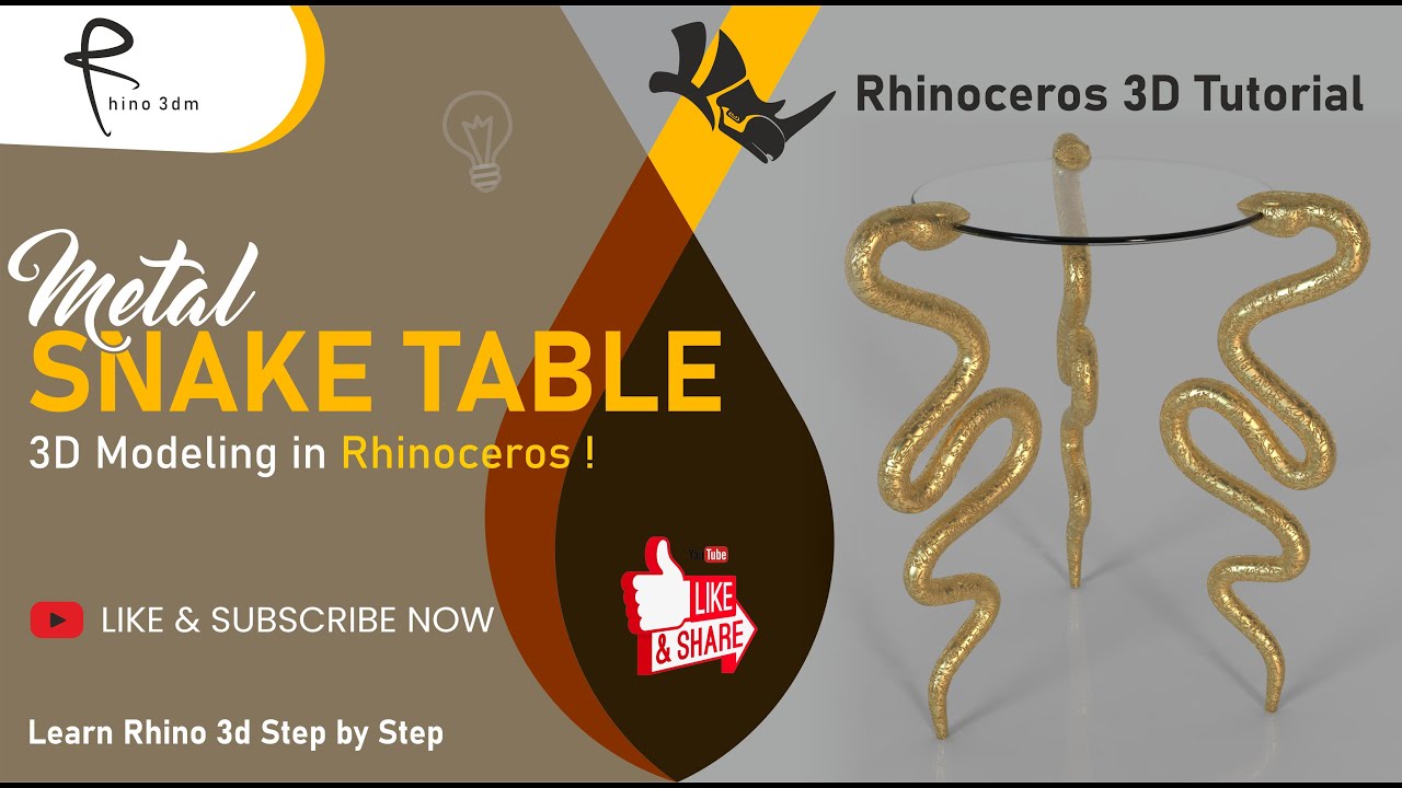 Snake Table 3D modeling in Rhino 3d CAD Design Tutorial | #12 | Project ...